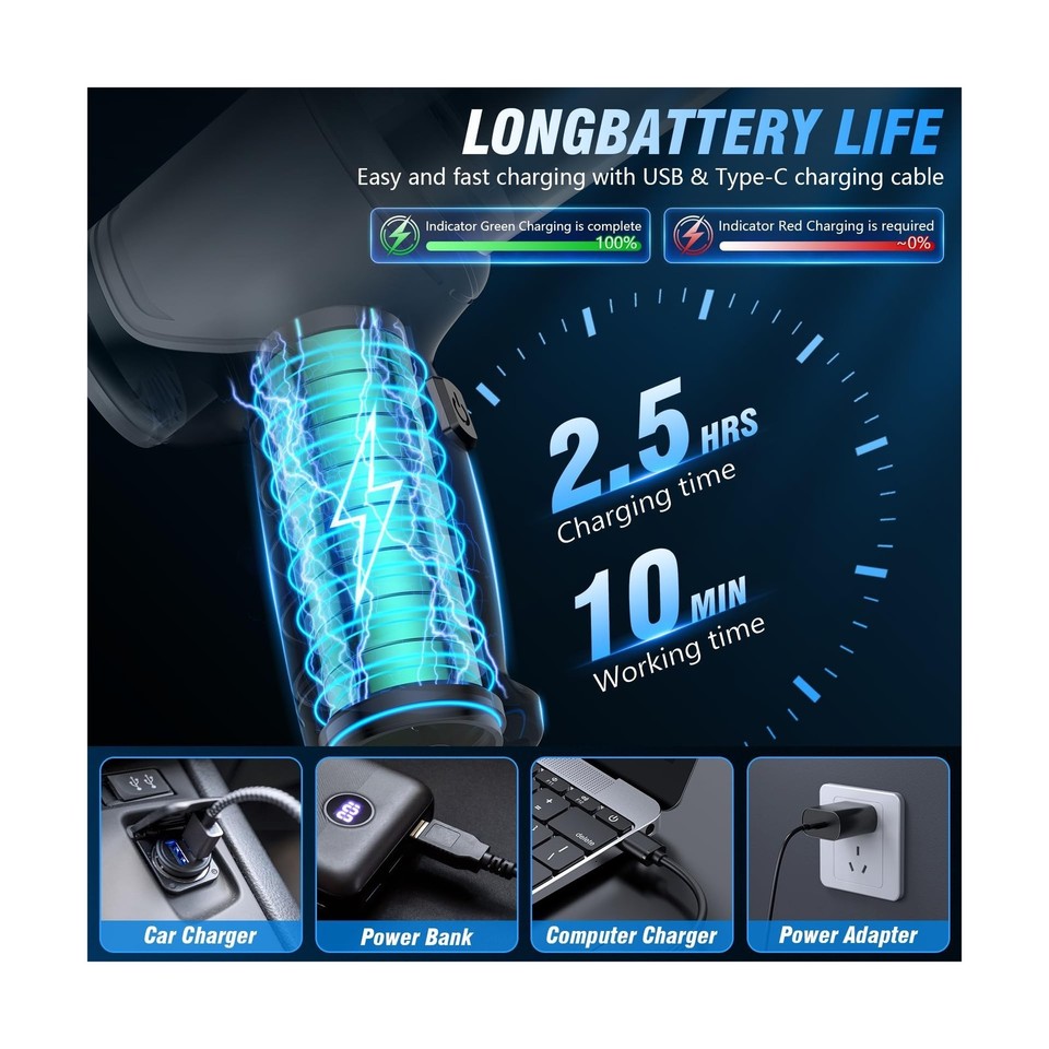 IHE HL-107-1 Cordless Car Vacuum 15000Pa 3-in-1 Cleaner, Strong Suction ...