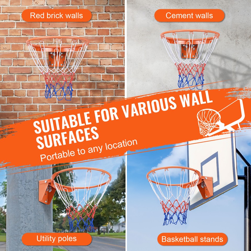 VEVOR Basketball Rim Replacement Outdoor Heavy Duty Hanging Flex Hoop ...