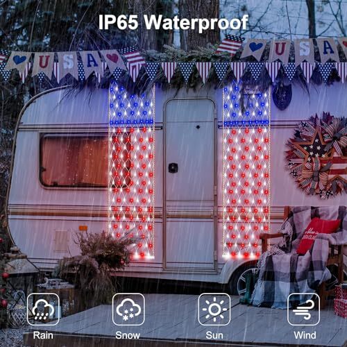 DBFAIRY 2 PCS American Flag Lights, 336 LED 4th of July USA Plug in ...