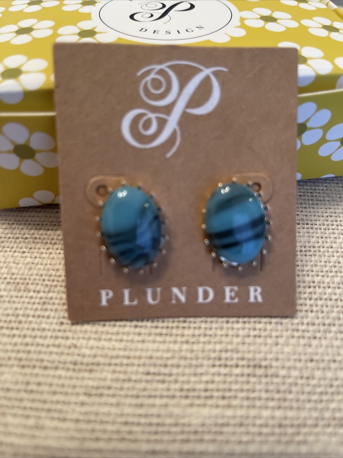 Plunder Design Trendy Fashion Jewelry Blue Black Stone Gold Stud Post ...