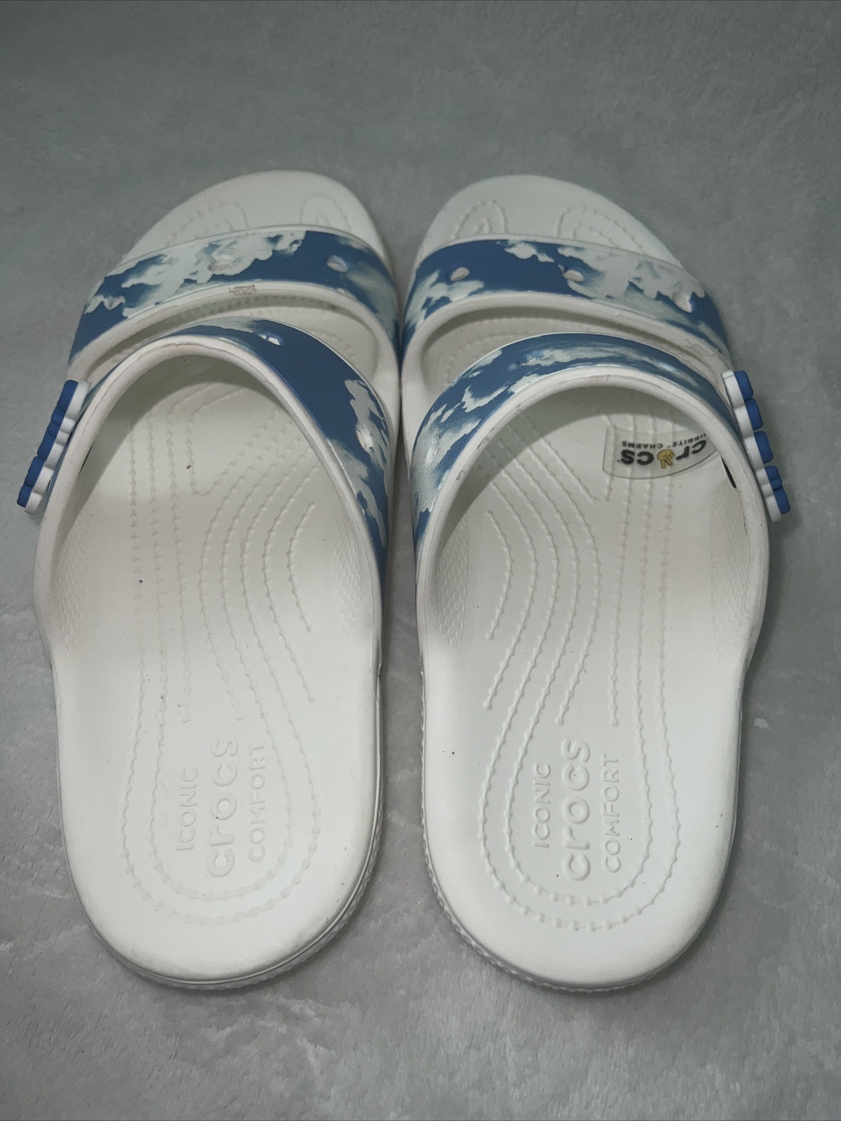 Crocs Two Strap Iconic Comfort Sandals Blue White Clo… - Gem