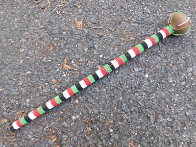 African Kenya Flag Maasai Rungu Beaded Warrior Club Talking Wooden ...