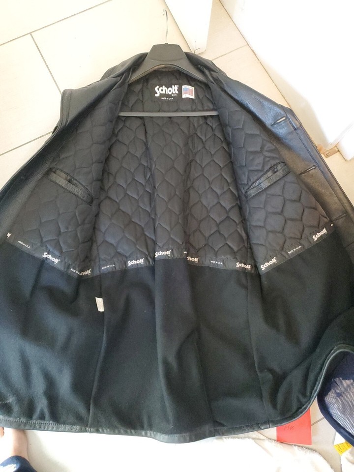 Schott nyc Rare OVERCOAT Year 2000 supple Leather Made in USA New Proto ...