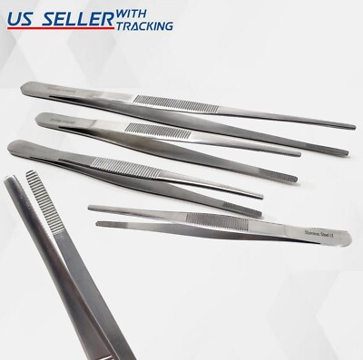Multipurpose Tweezers Forceps Straight Long Food Tongs Kitchen Chef ...