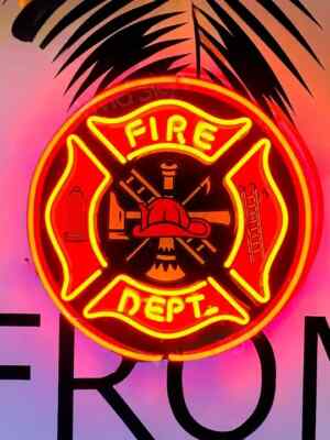 17"x17" Firefighter Fire Department Flex LED Neon Sign Light Lamp Bar ...