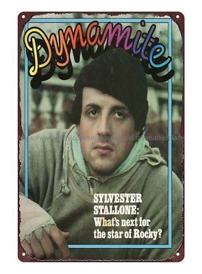 poster DYNAMITE MAGAZINE Scholastic 1977 Sylvester Stallone metal tin ...