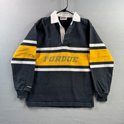 Vintage Purdue Rugby Shirt Mens Medium Heavy Cotton NCAA Boilermakers ...