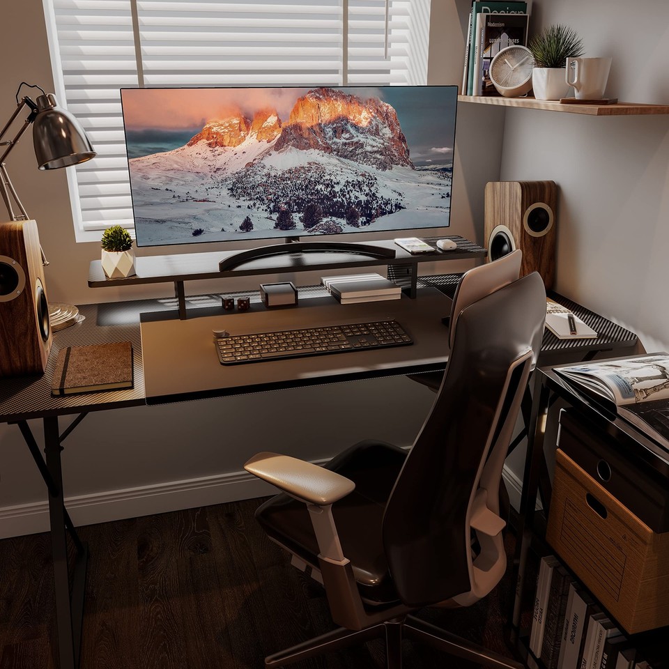 Dual Monitor Stand - Adjustable Legs, Dual Monitor Riser, Carbon Fiber ...