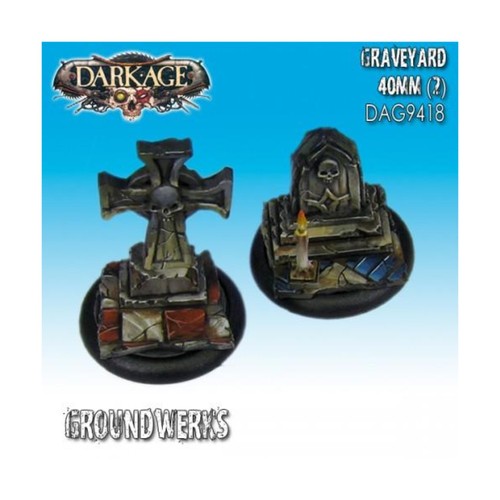 Dark Age Games Mini Base 40mm Groundwerks Base Inserts - Graveyard Pack ...