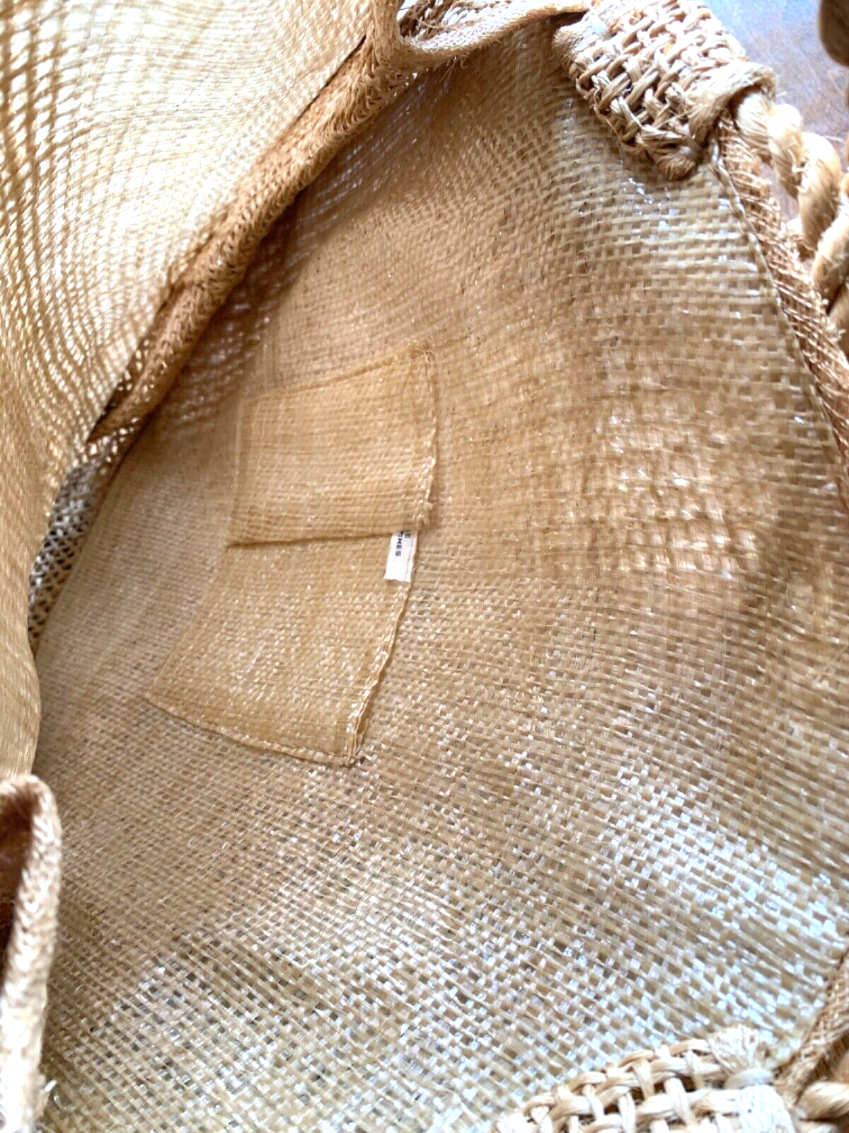 Vintage woven round shoulder bag retro beige size medium - large | eBay