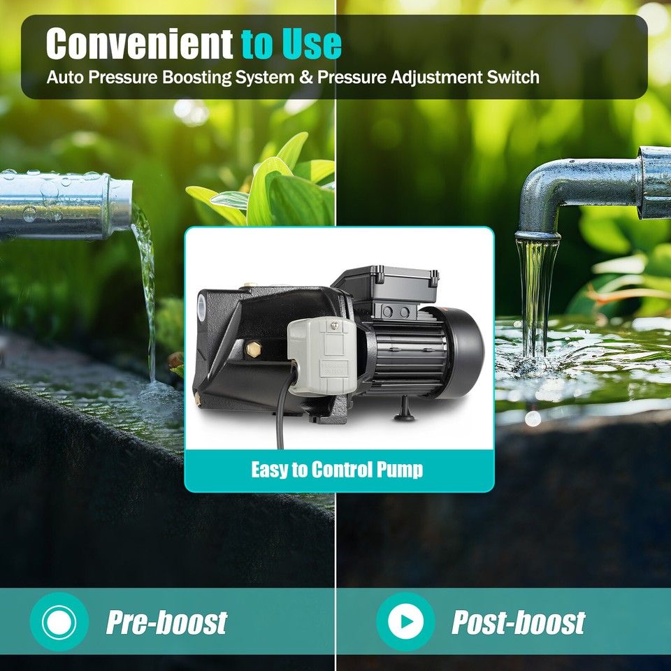 3/4HP Well Jet Pump Self-Priming Shallow Water Pump with Pressure ...