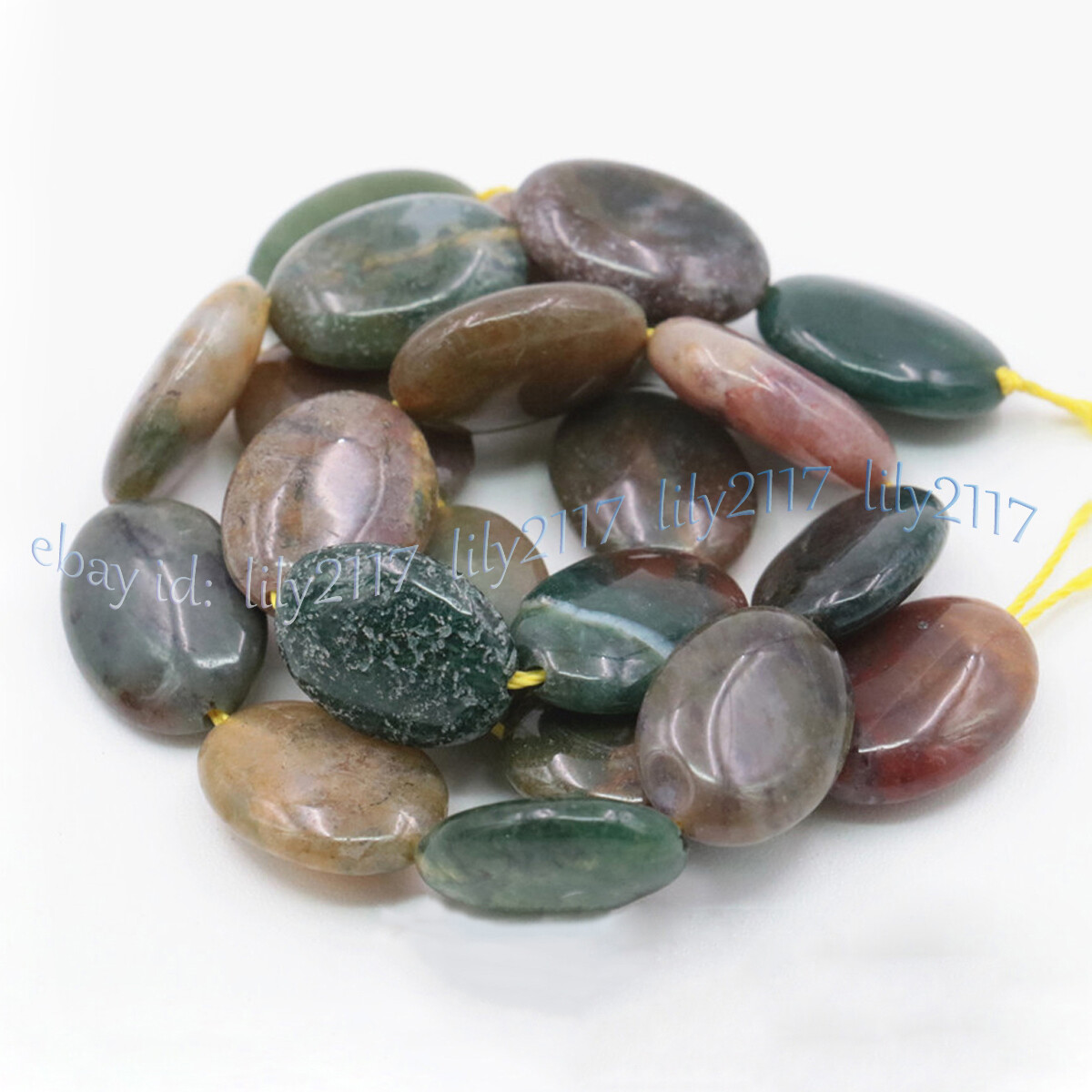 13x18mm Natural Multicolor India Agate Oval Gemstone Loose Beads 15 ...