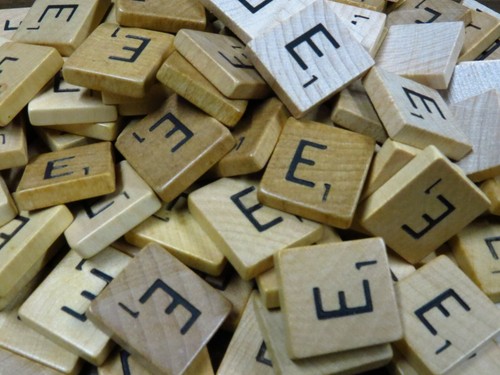Wood AUTHENTIC Scrabble Tiles, Tan w/ Engraved Black Letters, Single ...