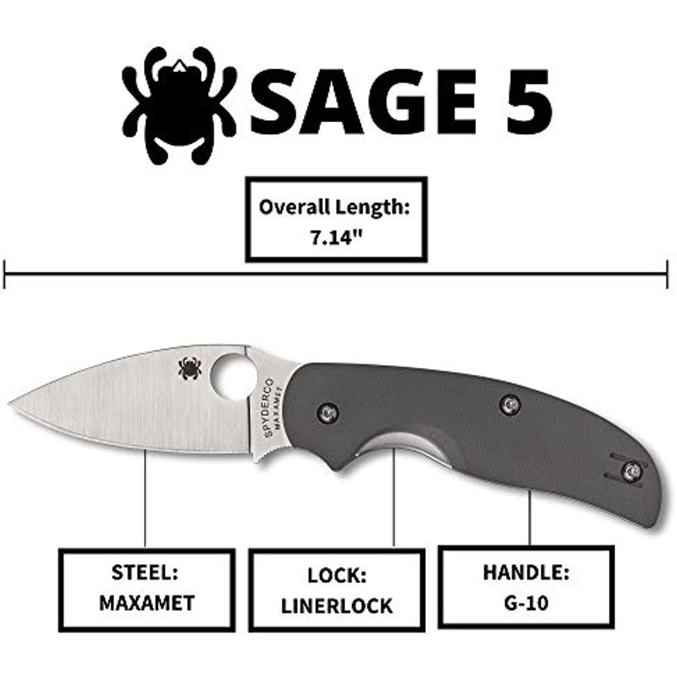 Spyderco Sage 1 Folding Knife with 3" Micro-Melt Maxamet Steel Blade ...