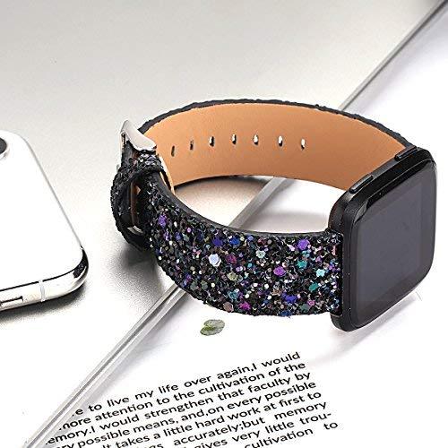 Lady's Bling Glitter Leather Wrist Strap Watch Band For Fitbit Versa 1 ...