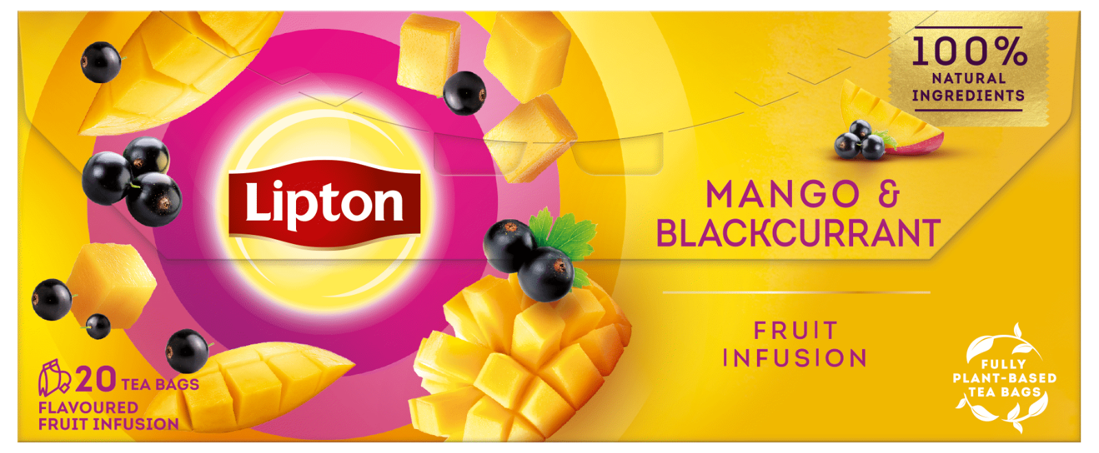 6 x LIPTON MANGO & BLACKCURRANT Flavor Fruit Infusion Tea Boxes (120 ...