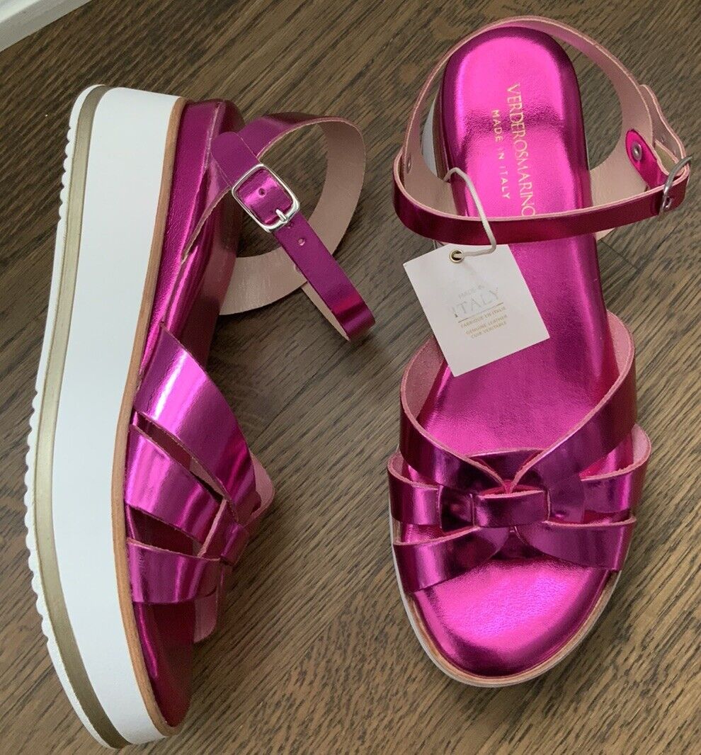 VERDEROSMARINO Barbiecore Metallic Pink Ankle Strap Leather VERDEROSMARINO Barbiecore Metallic Pink Ankle Strap Leather