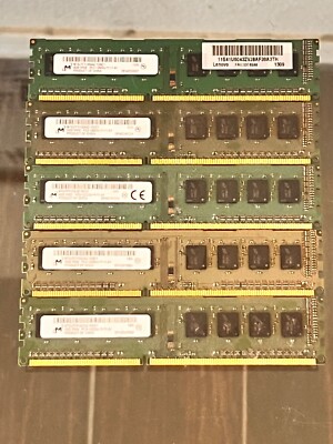(5) Micron DIMM Ram 20GB MT8KTF51264AZ-1G6E1 5x4GB 1Rx8 PC3-12800U DDR3 ...
