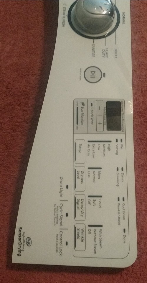 Whirlpool Duet Steam Dryer Control Panel Part No. W10446401 | eBay