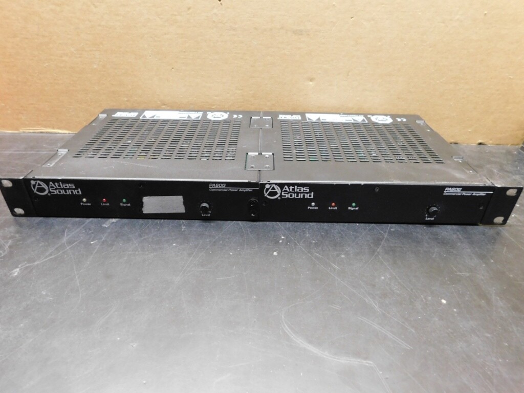 (2) ATLAS SOUND PA60G Commercial Power Amplifier -- Rackmount -- Lot of ...