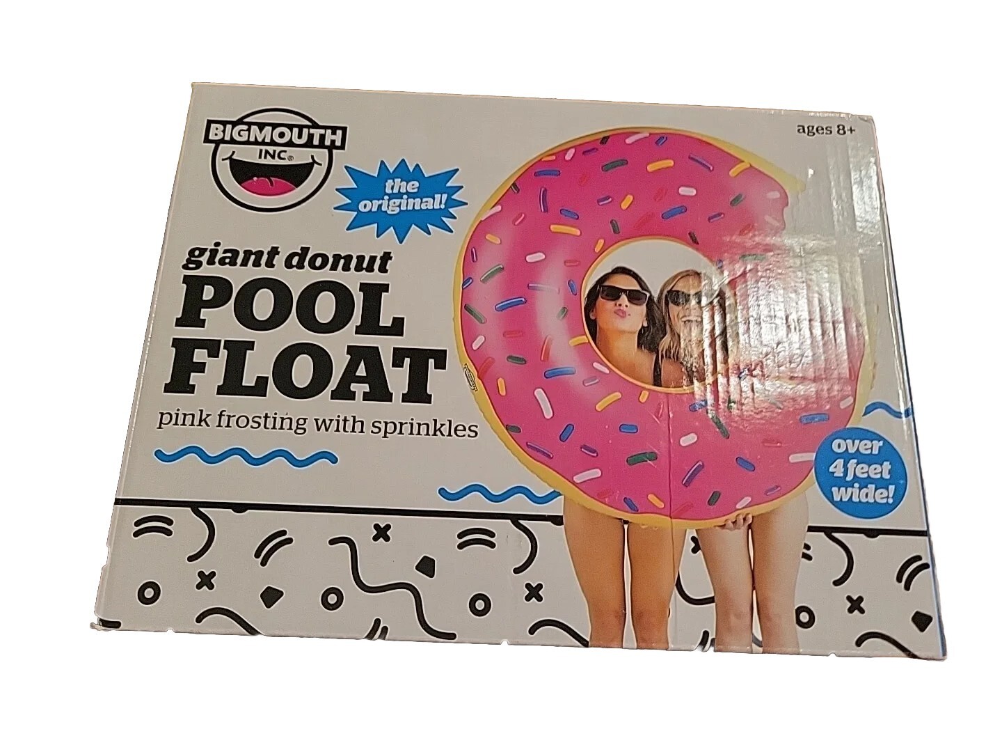 Giant Donut Pool Float 4ft Pink Frosting With Sprinkles Big Mouth INC ...