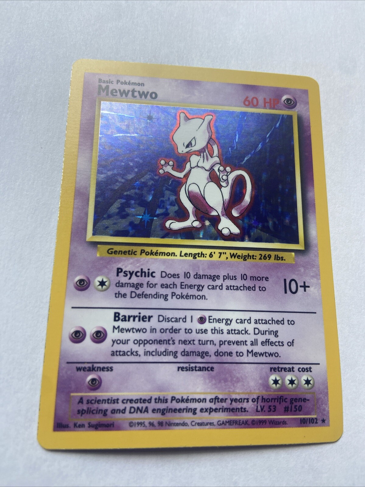 MEWTWO Base Set Holographic 10/102 Pokemon Card HOLO RARE 1995 NM-MT | eBay