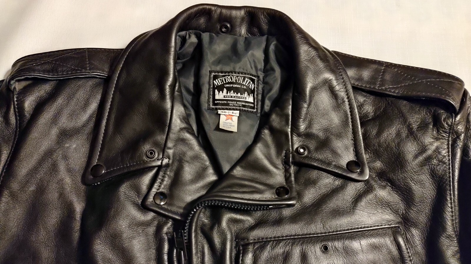 VTG RARE MADE IN USA METROPOLITAN UNIFORM CO. DETROIT POLICE LEATHER ...