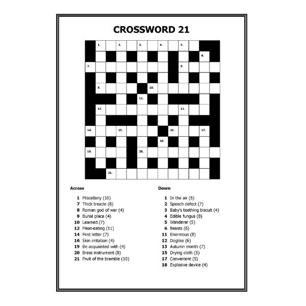 2 X Modern Crossword A4 Mega Large Print Books Brain Puzzle Solutions ...