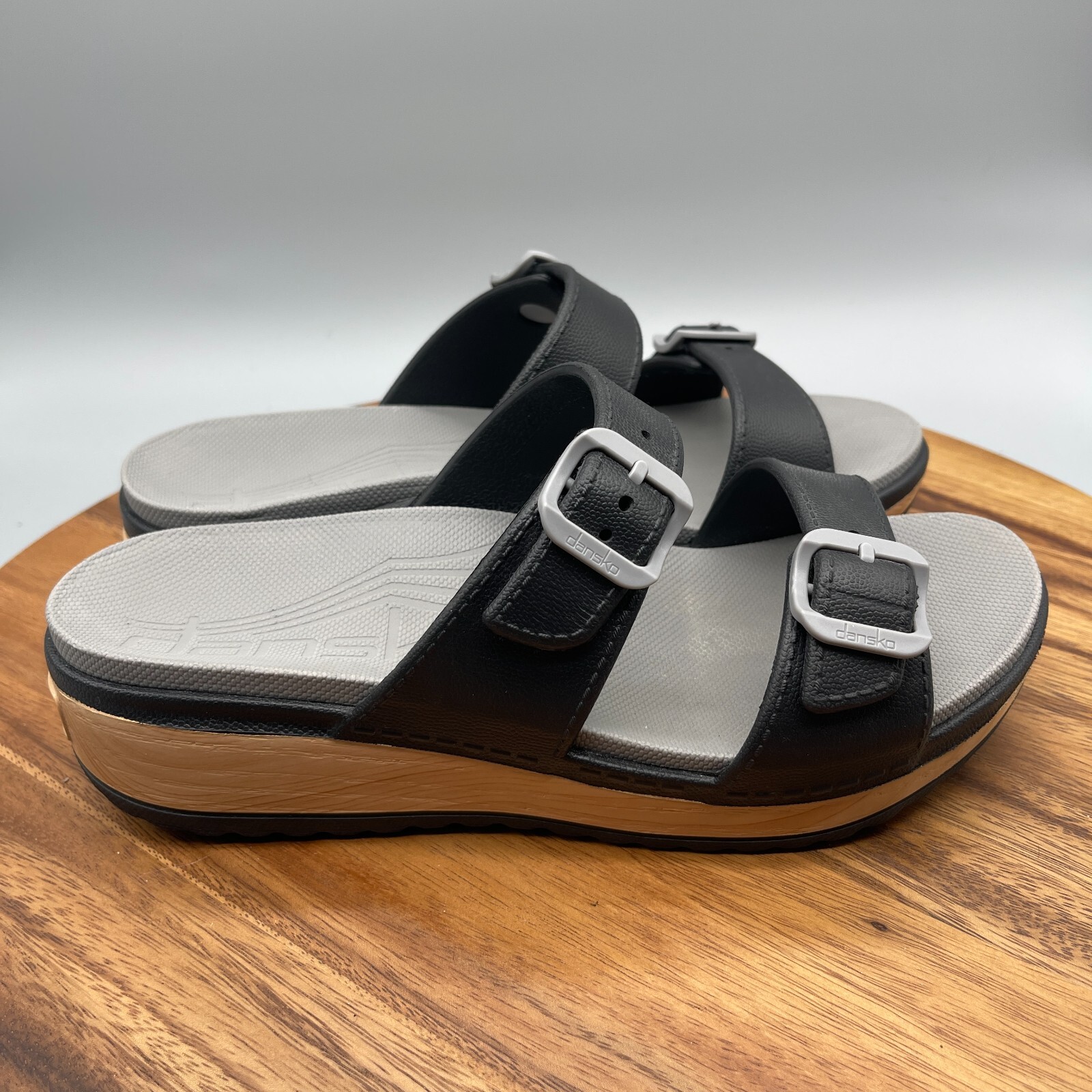 Dansko Kandi Slip-On Buckled Lightweight Sandals 10.5 / 41 Black Bio ...