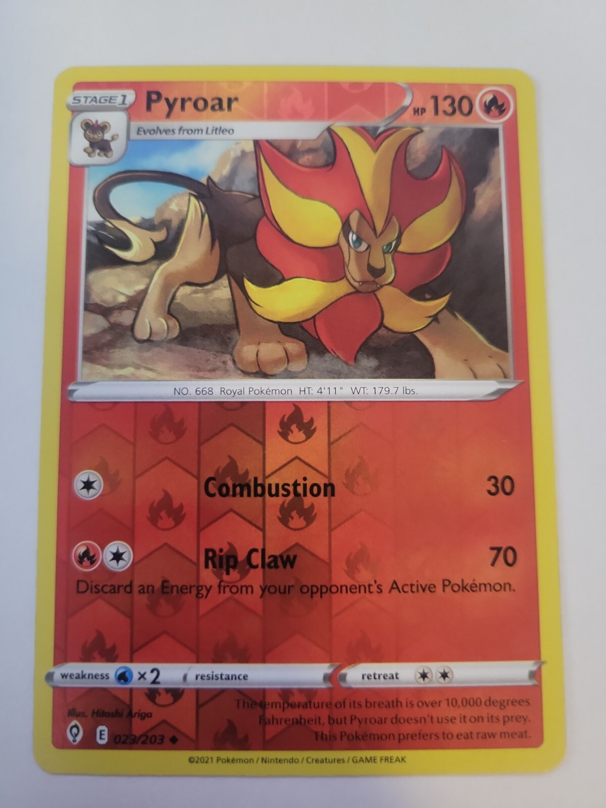 Pokemon TCG Pyroar 023/203 Evolving Skies Reverse Holo Uncommon Fire LP ...
