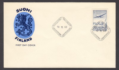 Finland First Day Cover FDC Yvert Air 9 - Helsinki Postmark 1963 | eBay UK