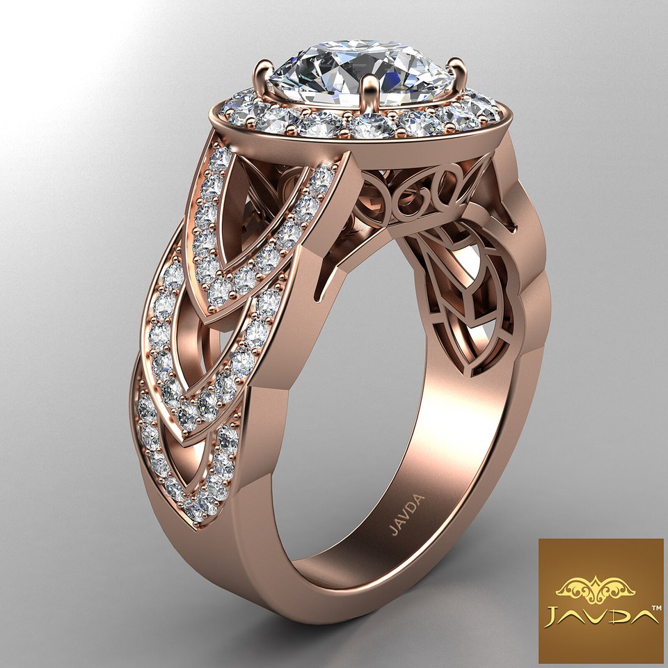 2.25 ctw Round Diamond Designer Women's Engagement Halo Ring GIA F VVS2 ...