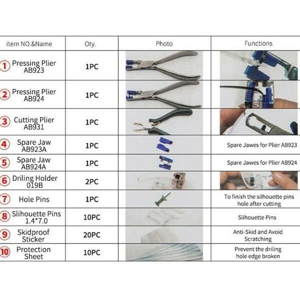 Eyeglass Tool Kits Rimless Eyeglasses Repair Disassembly Pliers Tools ...