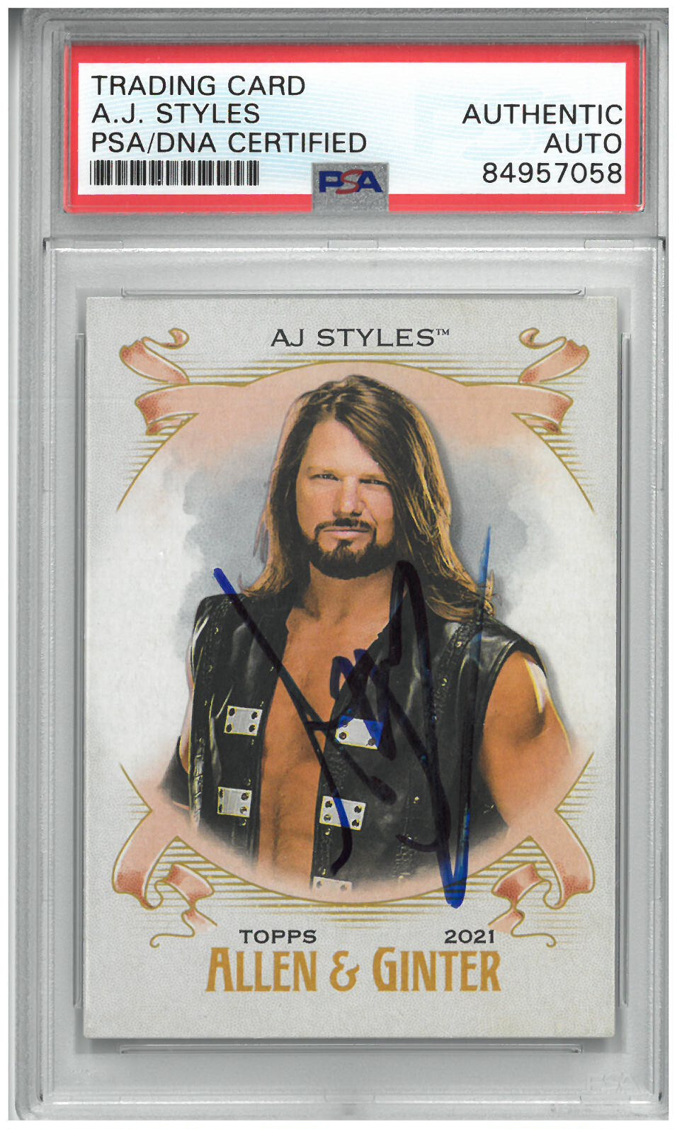 AJ STYLES SIGNED AUTOGRAPH SLABBED 2021 WWE TOPPS ALLEN & GINTER CARD ...