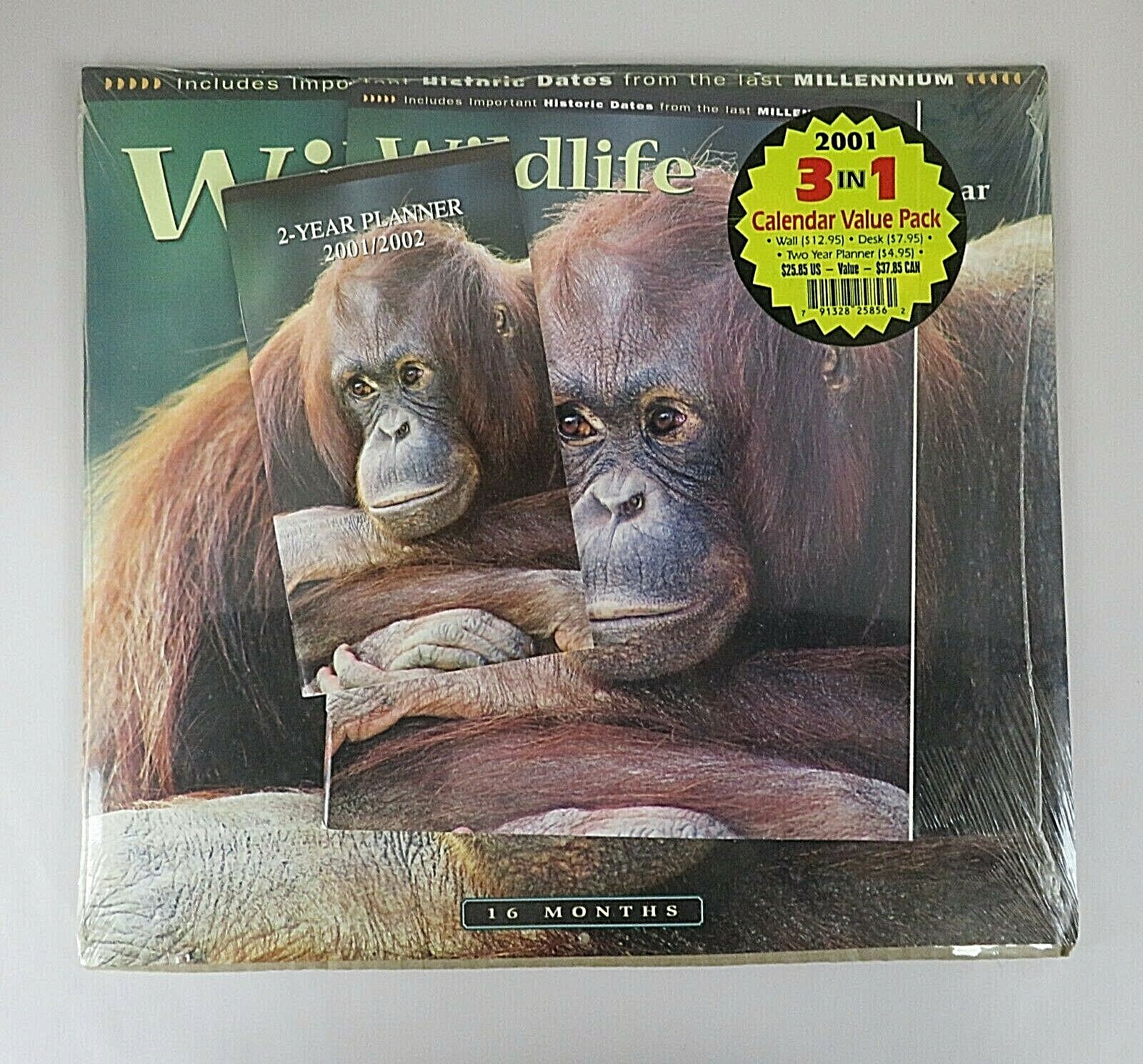 Vintage Wildlife 2001 New Sealed 16 Month Calendar w 2001/2002 Planner ...