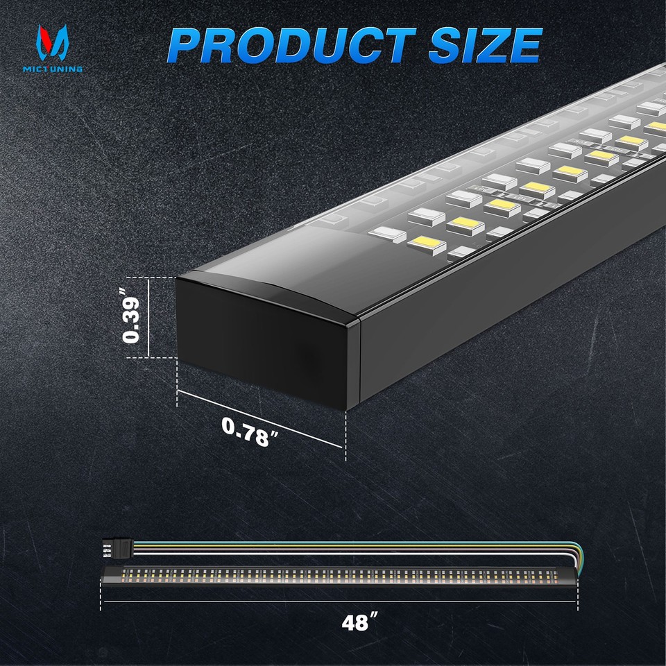 48" Truck Tailgate Light Strip Triple Row 360 LED Red Running Brake ...