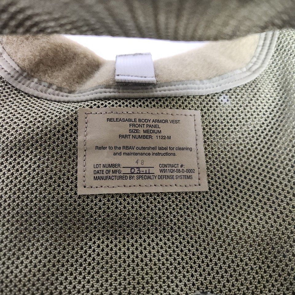 New Specialty Defense Releasable Body Armor Vest Medium Plate Carrier ...