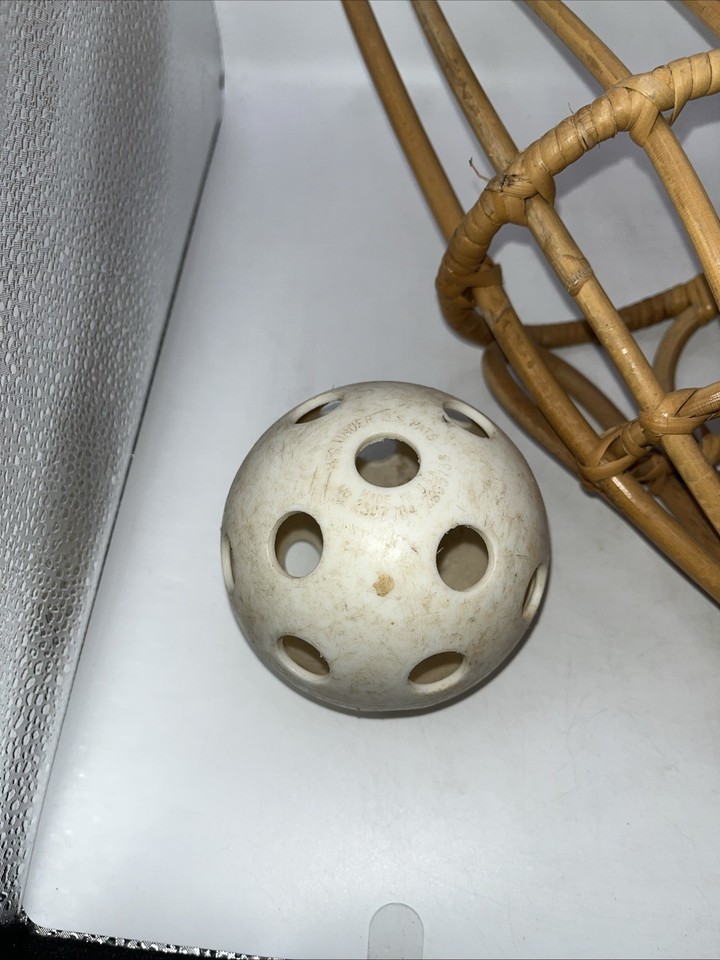 Vtg Bamboo Wicker Rattan Woven Takraw Ball Toss Gme Scoop Racket Set of 2 + Ball | eBay