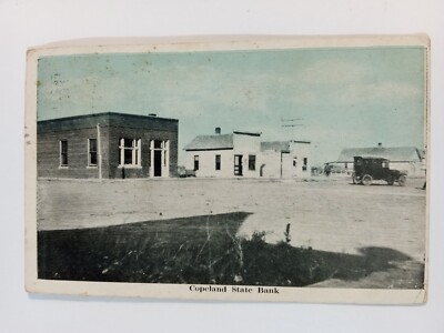 COPELAND KANSAS POSTCARD 1931 GRAY COUNTY STATE BANK CIMARRON ENSIGN ...