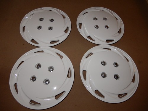 GEM car HUB CAPS, SET, White, 4 LUG NUTS, "Saw Blade", 12", USED ...