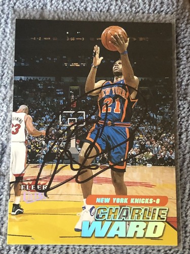 2000-01 Ultra New York Knicks Basketball Card #163 Charlie Ward Signed ...