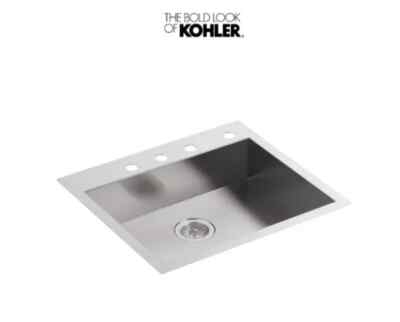 Kohler Vault 25" Single Basin Top/Under-Mount 18 Gauge Kitchen Sink K ...
