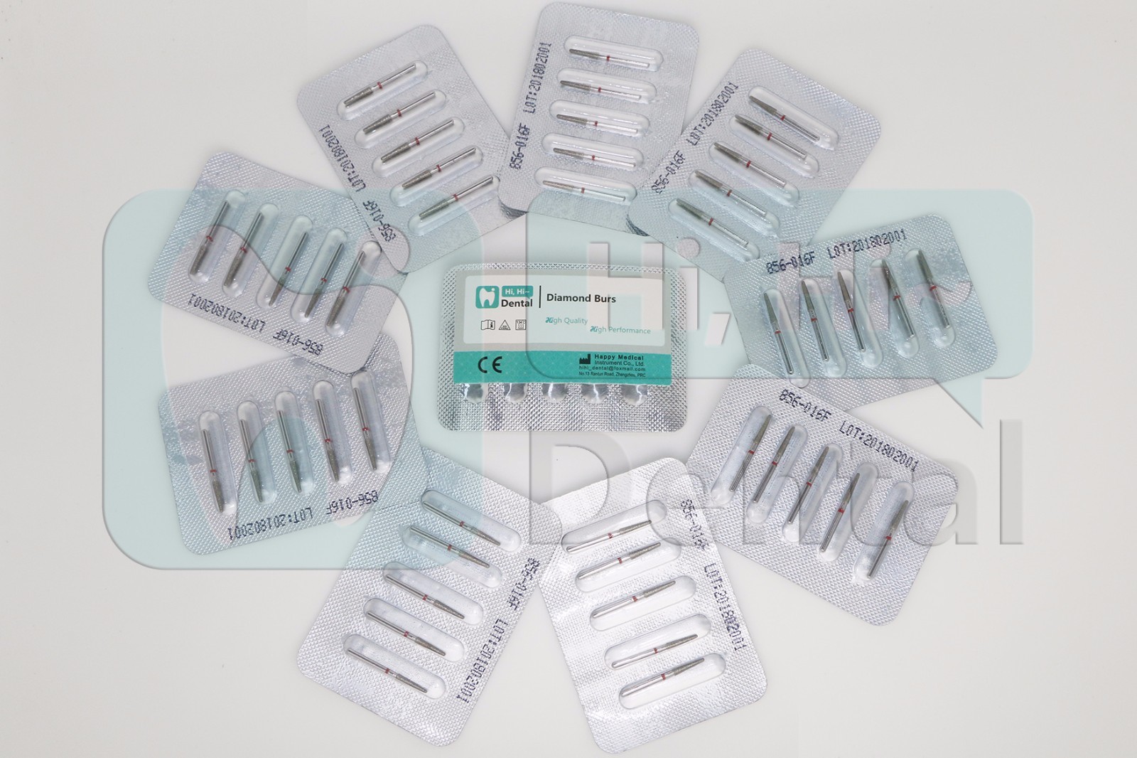 Dental Diamond Burs FG Round End Taper 856/016F Fine Grit High Speed 10 ...