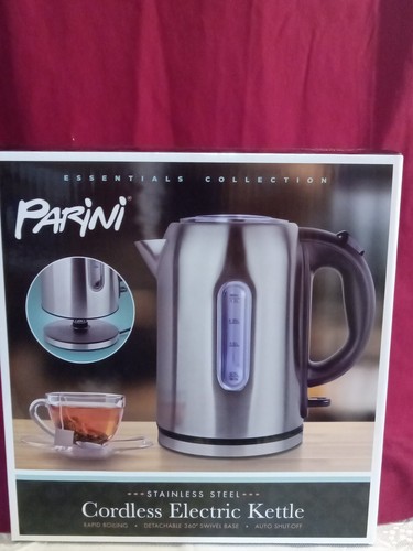 PARINI Stainless Steel Cordless Electric Kettle New In Box Auto Shutoff ...