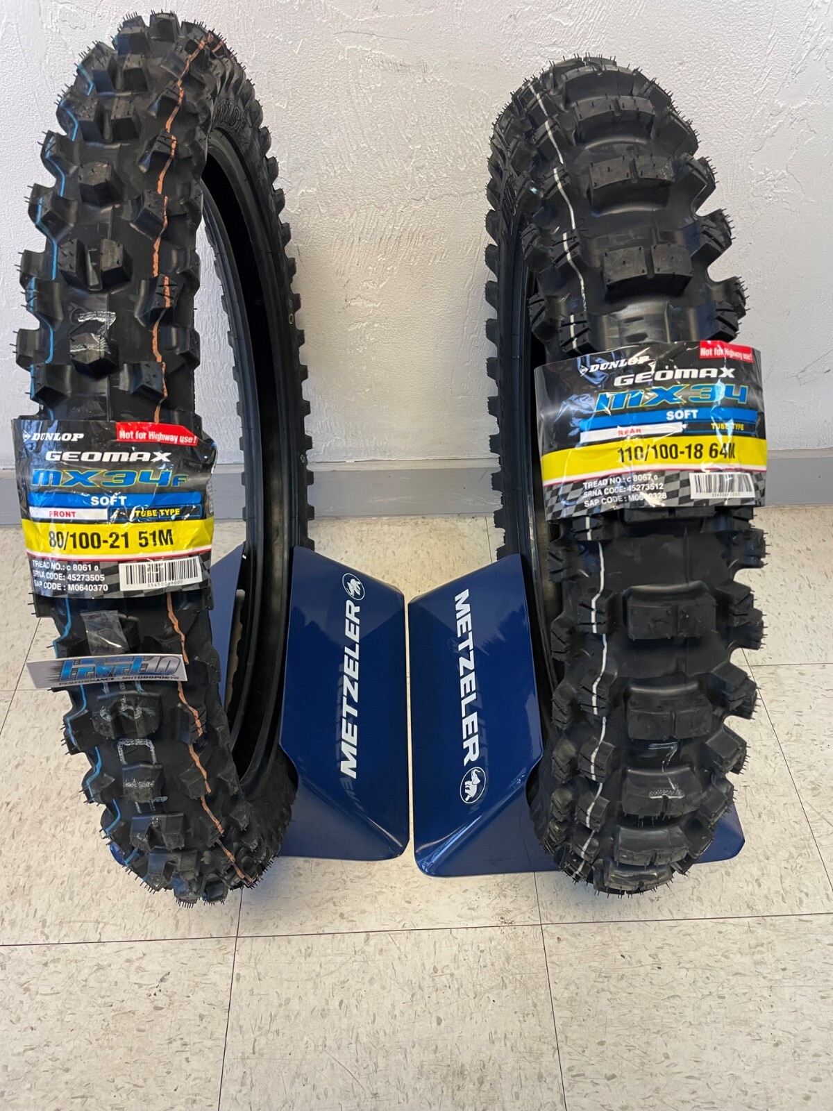 DUNLOP TIRE SET - Geomax MX34 - Front 80/100-21 & Rear - 110/100-18 ...