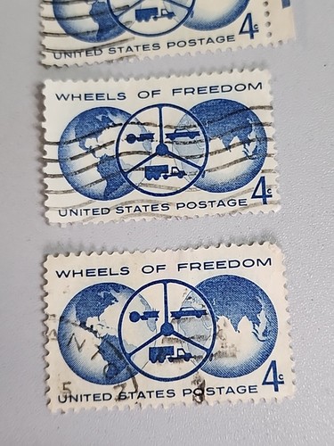 Vintage 1960 US Postage Stamps Lot of 3 Wheels of Freedom 4c Used ...