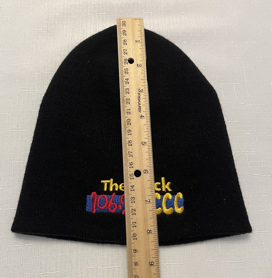 The Rock 106.9 WCCC VTG knit Black Beanie, Hartford Rock Radio Station ...