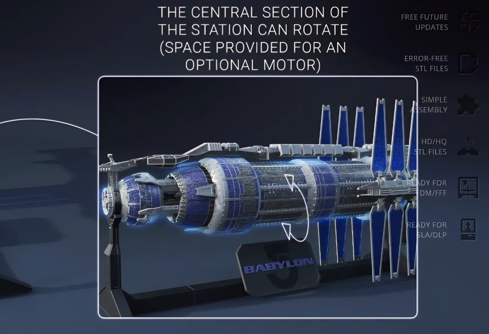 Babylon 5 1/7000 scale Baylon 5 Station Model Kit Large 45" Custom 3d ...