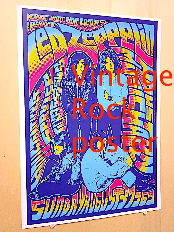 LED ZEPPELIN - Houston, Us - 2 august 1969 concert poster -1121 | eBay
