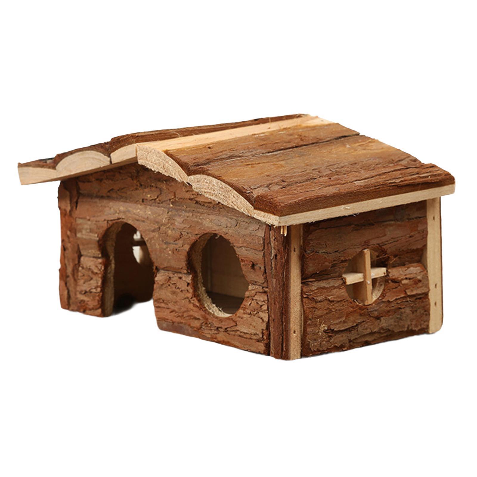 Hamster Wood House Small Animals Hideout for Gerbils Dwarf Hamster ...
